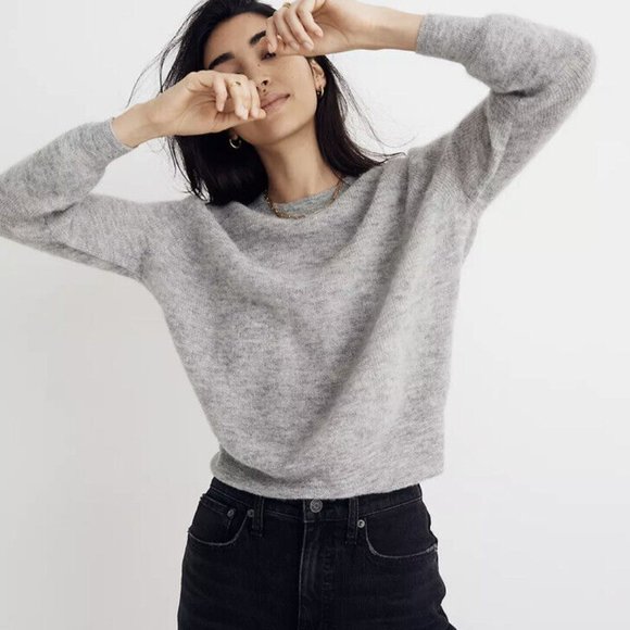Madewell | Sweaters | Madewell Gray Alpaca Blend Elliston Crop Pullover Lightweight Sweater ...